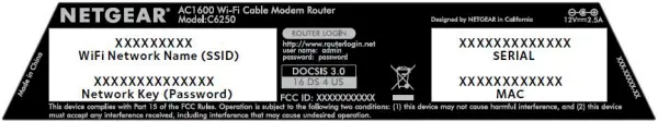 Netgear C6250 Cable Modem Wi-fi Router Combo User Manual (PDF Download)
